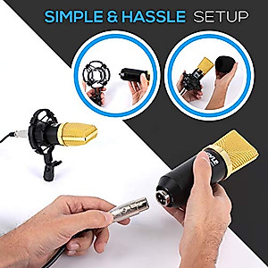 Pyle PDMIC71 Condenser Microphone Bundle, 3.5 mm Recording Microphone, Shock Mount Plug and Play,Computer Microphone, Podcast, Recording, Studio Vocal, YouTube