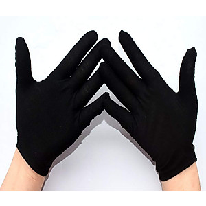 BesYouSel 6 Pairs Cotton Gloves Black Cotton Gloves Soft Cotton Gloves Ceremonial Gloves Dirty-resistant Wear-resistant Sweat-absorbent Work Gloves, Black, Size Large