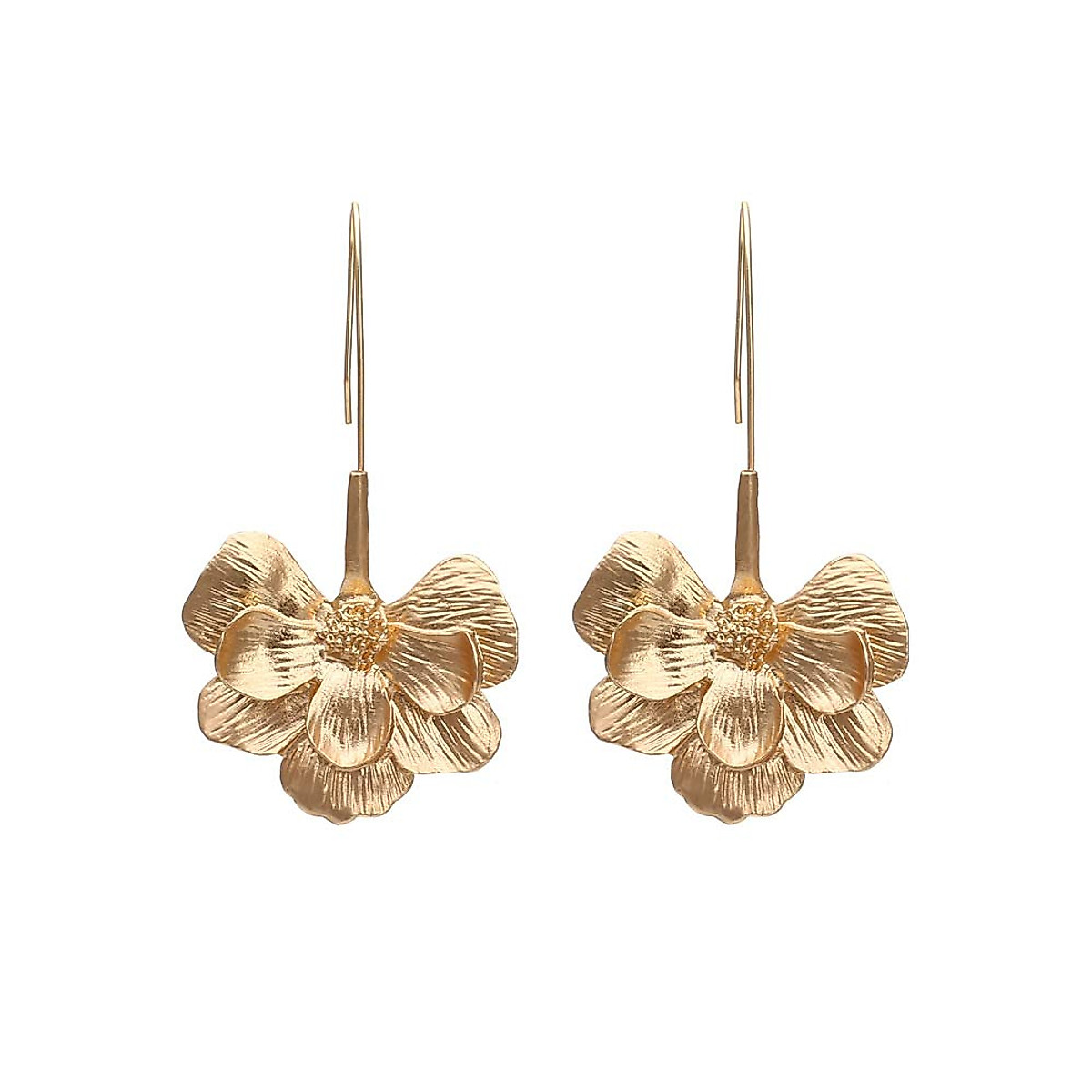 LM.aoruiz Ginkgo Leaf Earrings - 14K Gold Plated Flower Earrings for Women - Vintage Big Earrings Hypoallergenic - Irregular Shape Dangle Earrings Gift - statement Earrings