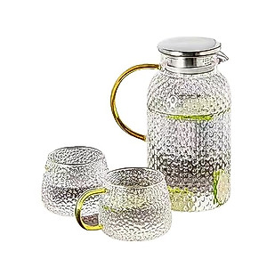 ZYJBM Clear Kettle Teapot High-capacity Kettle Heat-Resistant Glass Bottle with 2 Cup