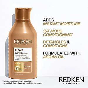 Redken All Soft Shampoo and Conditioner | For Dry / Brittle Hair | Provides Intense Softness and Shine | With Argan Oil