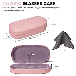 molshine Hard Shell Leather Sunglasses Case,Classic Large Glasses Case for Women Men,Sunglass Eyeglasses (Pink)