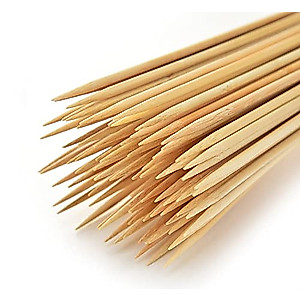 (100 PCS) Natural Bamboo 12’’ Skewers, Heavy Duty Wooden Skewers for Fruits, Kebabs, Grill, BBQ, Campfire, Suitable for Kitchen, Party, Food Catering and Crafting, Bamboo Skewers by Tezzorio