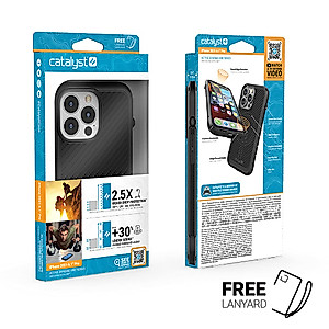 Catalyst iPhone 13 Pro Case Vibe Series, Compatible with MagSafe, Drop Proof Protection, Slim Case Design, with Lanyard (Stealth Black)…