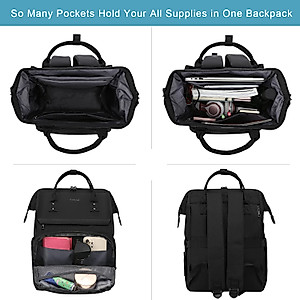 LOVEVOOK Laptop Backpack for Women, 14 Inch Nurse Teacher Backpack Work College Backpack Travel Bags Computer Laptop Bag Casual Daypack Purse, Black