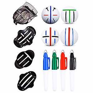 8 Pack Precision Golf Ball Marker, Upgrade Golf Accessories, 4 Golf Ball Marking Stencils and 4 Colors Golf Ball Markers, Golf Ball Line Marker Tool, Golf Ball Alignment and Identification Tool
