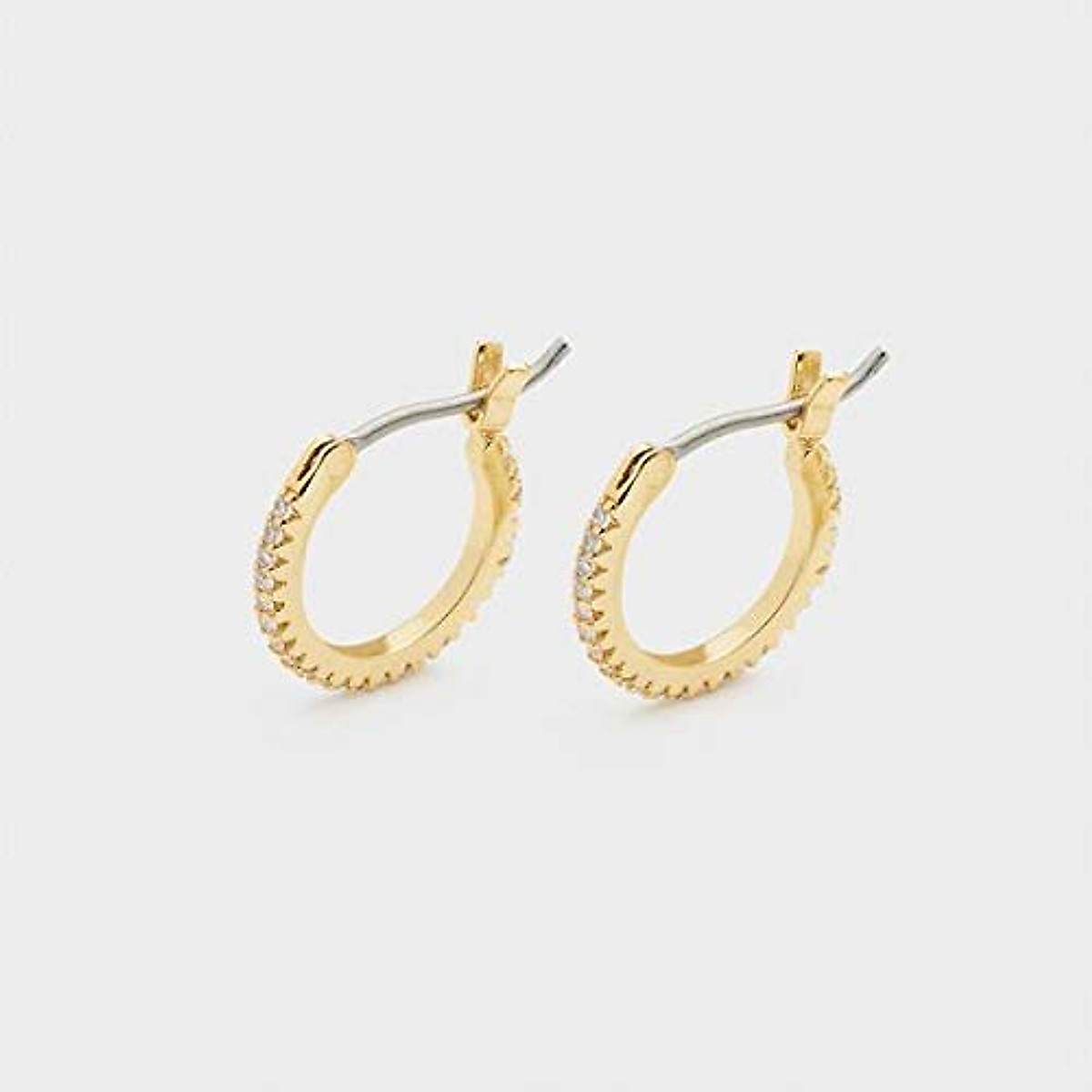 gorjana Women's Madison Shimmer Huggies, Studded Mini Hoop Earrings, White Cubic Zirconia, Huggie Hoops, 18K Gold Plated