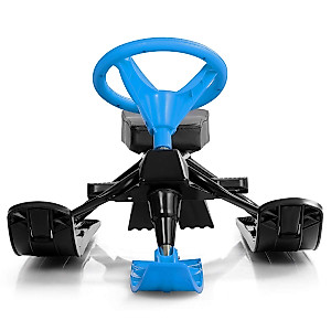 Goplus Steering Ski Snow Racer Sled with Twin Brakes, Steel Frame and High Density HDPE Sledge for Teens and Kids Age 3 and Up (Blue)
