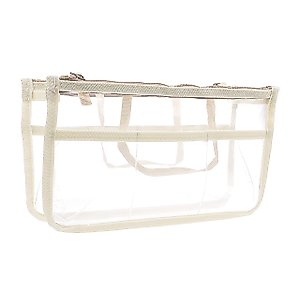 Vercord Translucent Purse Handbag Tote Pocketbook Bag Organizer Insert with Zipper Handle for Women Medium Beige
