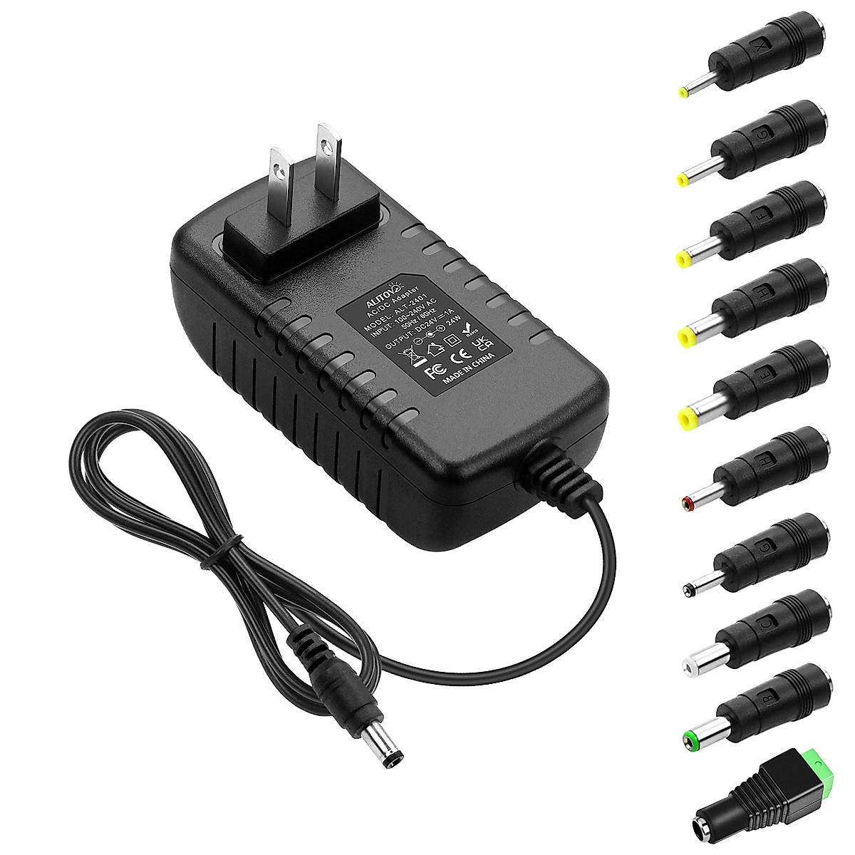 ALITOVE 24V 1A Power Supply Adapter DC 24 Volt 24W 1000mA 800mA 650mA 500A Power Converter Transformer with 5.5x2.5 5.5x2.1 5.5x3.0 5.5x1.7 4.8x1.7 4.0x1.7 3.5x1.35 3.0x1.1 2.5x0.7 6.3x3.0 10 Tips