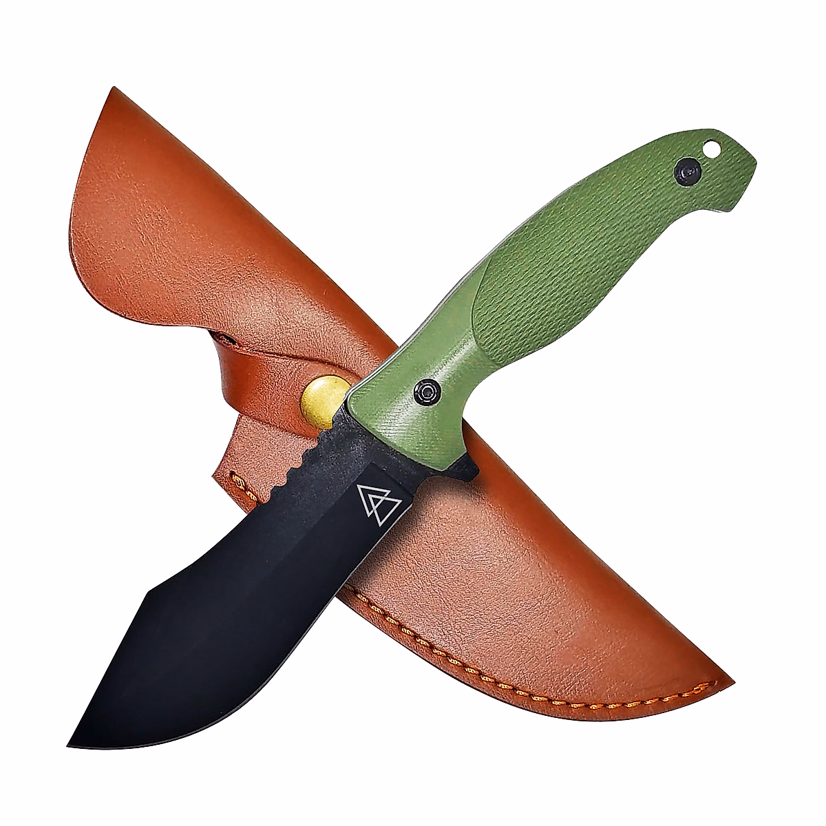 Bushcraft Knife Full Tang with Sheath, 10.2" Fixed Blade Survival Knife with 440C Hardened Stainless Steel, Leather Sheath Included by Kratos - ZFS5