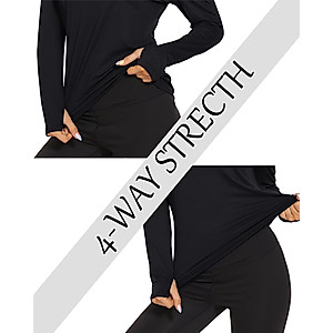 KEFITEVD Womens Fishing Shirt Long Sleeve with UV Protection Outdoor Performance Rash Guard Sun Protection Hoodie with Thumb Holes Women Black