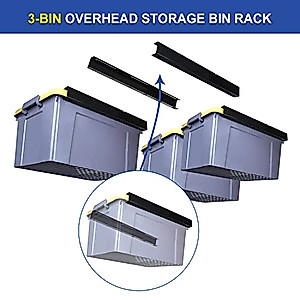 TOPOWN 4-Set Overhead Storage Bin Rack for Four Bins Garage Ceiling Storage Racks Ceiling Storage Rack Overhead Tote Storage Rack Garage Storage Ceiling Rack Garage Ceiling Rail Overhead Storage Rack