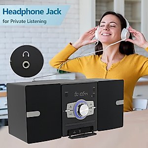Micro CD Stereo Shelf System, 30W RMS Hi-Fi System with CD Player, Bluetooth, USB Playback, FM Radio, AUX-Input, 2-Way Music Crisp-Sound, DSP-Tech