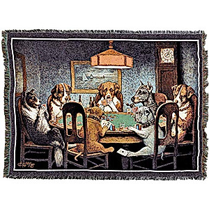 Pure Country Weavers Dogs Playing Poker Blanket - A Friend in Need -Cassius Marcellus Coolidge - Cute Funny Gift Tapestry Throw Woven from Cotton - Made in The USA (72x54)