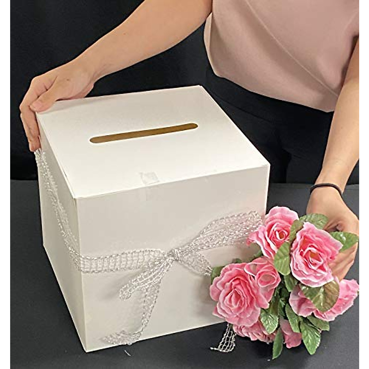 Adorox White Wishing Well Wedding Money Box Memory Cards Reception Centerpiece Box (1 Pc Box)