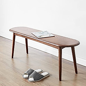 Yoluckea Oak Wood Dining Bench Classic Rectangle Table Bench Simple Elegant Solid 2-3 Seater Bench for Kitchen Dining Room Living Room Entrway(39.37"-Walnut)