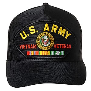 United States Army Vietnam Veteran Emblem Patch Black Baseball Cap