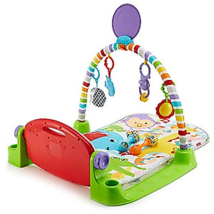 Fisher-Price Baby Playmat Deluxe Kick & Play Piano Gym & Maracas With Smart Stages Learning Content, 5 Linkable Toys & 2 Soft Rattles [Amazon Exclusive]