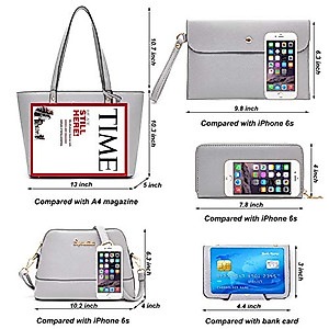 Soperwillton Handbag for Women Wallet Tote Bag Shoulder Bags Top Handle Satchel 5pcs Purse Set