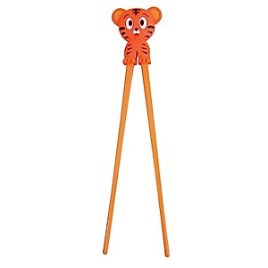 Authentic Japanese Orange Tiger Training Cheater Chopsticks for Kids and Beginners, 7 Inch
