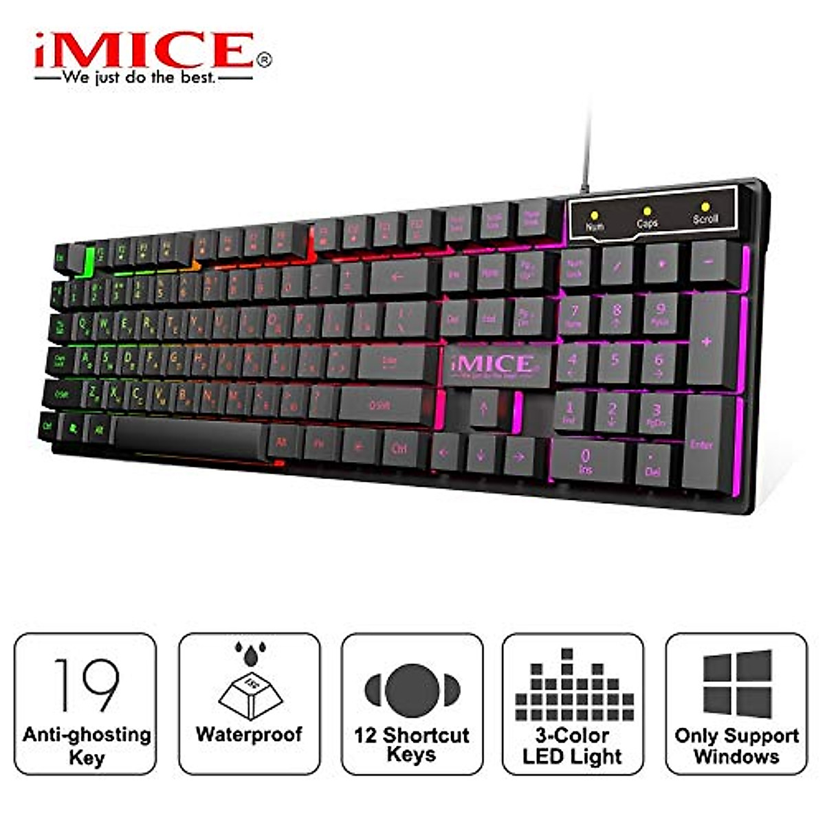 Gaming Keyboard Wired Gamer keyboards With RGB Backlit 104 Rubber Keycaps