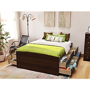 Prepac Tall Queen Captain's Platform Storage Bed with 12 Drawers, Espresso
