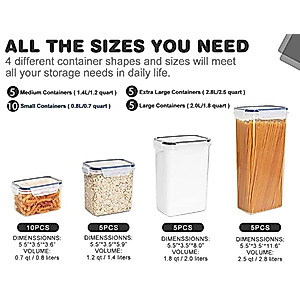 Airtight Food Storage Containers Set, RAZCC 25 PACK Cereal Storage Containers for Kitchen and Pantry Organization BPA Free Kitchen Canisters for Cereal, Rice, Flour & Oats, Free Marker and Labels