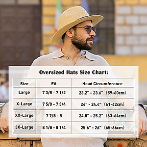 Comhats Men Sun Straw Fedora Hat for Women,Packable Beach Hat Wide Brim Panama Hat UV UPF 50+ Summer Hat Unisex Beige Large XXL