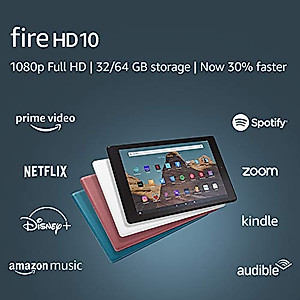 Fire HD 10 Tablet (10.1" 1080p full HD display, 32 GB) – White (2019 Release)