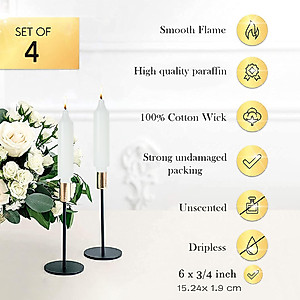 LPUSA Burgundy Short Taper Candles for Christmas Unscented Dripless Candlesticks for Home Decor, Wedding, Parties and Special Occasions,6 inch,Set of 4