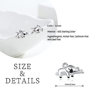 Koala Earrings 925 Sterling Silver Cute Koala Stud Earrings Koala Bear Jewelry Gift for Women Hypoallergenic Earrings for Sensitive Ears