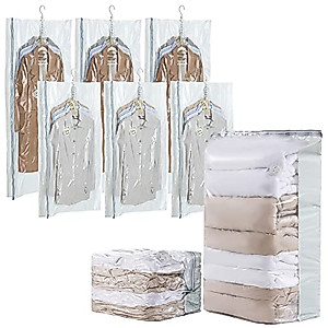 TAILI Hanging Vacuum Storage Bags Variety 6 Pack and Cube Vacuum Storage Bags 6 Jumbo Pack