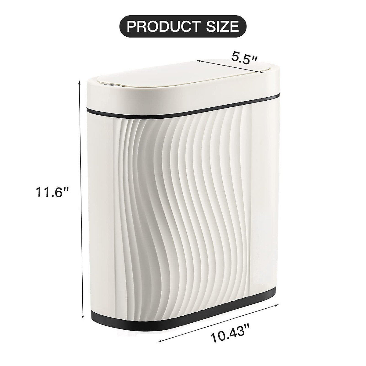 Huaqinglian 2.6gallon Small Automatic Trash can Plastic,touchless Smart Garbage can,Motion Sensor Trash can with lid for Bathroom,Kitchen,Bedroom,Office