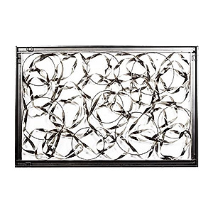 Deco 79 Metal Abstract Coiled Ribbon Wall Decor with Black Frame, 60" x 2" x 40", Silver