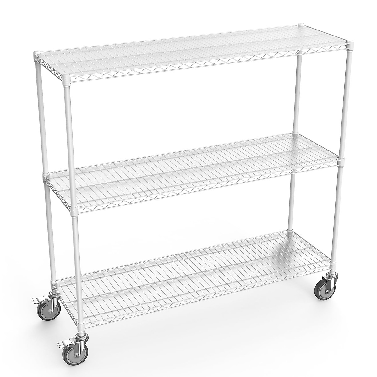 White 3 Tier NSF Metal Shelf Wire Shelving Unit, 18"D x 48"L x 54"H - 3000lbs Heavy Duty Adjustable Wire Rack with 5in Wheels and Shelf Liners for Garage Kitchen Office Garage Utility Storage Rack