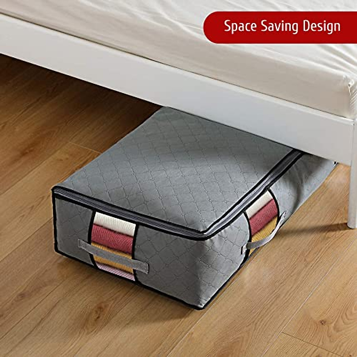 CROWN Under Bed Storage Bags (2 Pack) 8" Height| 90L, 38"x17" Clothes Organizer | Underbed Storage | Blanket Storage | Under the Bed Storage | Bedroom Organization Storage | Underbed Storage Container