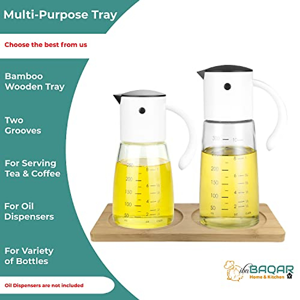 IBNBAQAR Wooden Tray | Oil Dispenser Tray 19.3 * 9.14 cm (1 Piece) |7.7X3.7 Wooden Serving Tray | Mini Bamboo Tray | Wooden Tray for Cooking Oil Bottles | Soap Dispenser Tray