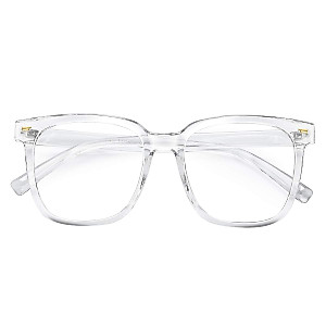 PANNER Oversized Square Blue Light Blocking Glasses for Women Men Anti Glare Reduce Eyestrain Computer Glasses(Clear)