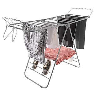 Everyday Home Clothes Drying Rack - Indoor/Outdoor Portable Laundry Rack for Clothing, Towels, Shoes - Collapsible Clothes Stand (Brushed Silver)