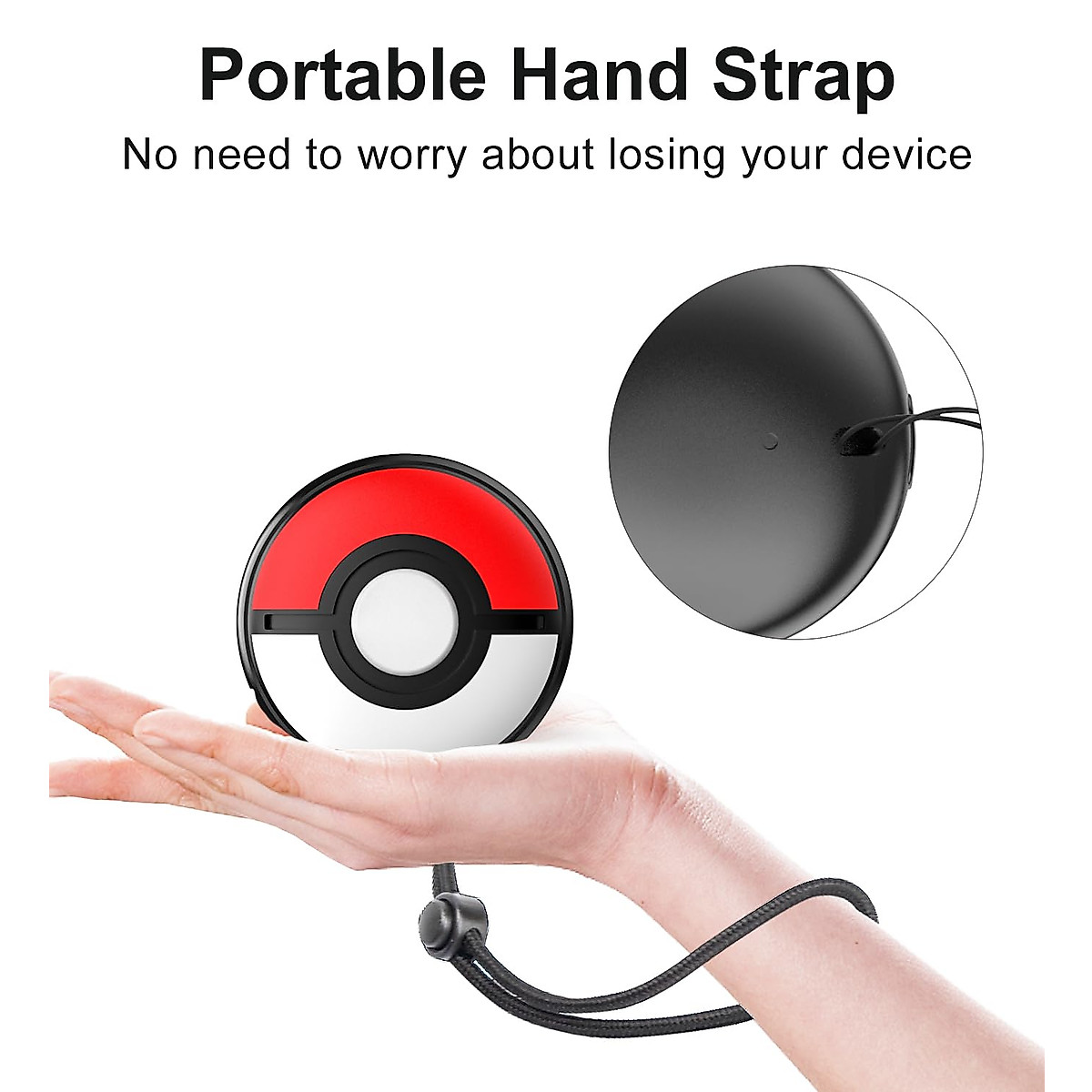 Protective Case for Pokémon GO Plus + 2023, Waterproof Silicone Protective Case with Wrist Strap, Black