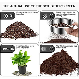 Bonsai Soil Sifter Set for Gardening - Soil Sieve with 5 Interchangeable Mesh ( 1mm, 3mm, 5mm, 7mm, 9mm), Garden Sifting Screen for Dirt, Sand, Rock, Filtration, Compost and Bonsai