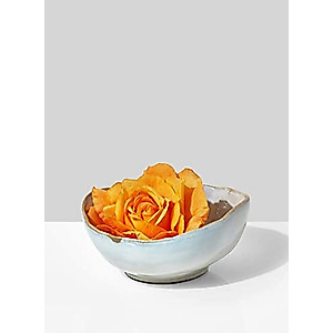 Serene Spaces Living Large Free-Form Edge Glazed Ceramic Bowl, Centerpiece for Vintage Weddings, Events, Measures 6" Long, 5.5" Wide, 2.75" Tall