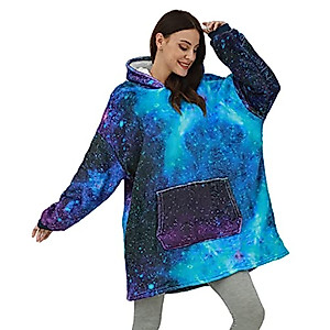 UNIFACO Women Wearable Blanket Hoodie Oversized Sherpa Blanket Sweatshirt with Hood Pocket Super Soft Warm Plush Hooded Blanket for Adult