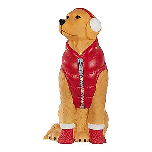 Christmas Lighted Blow Mold 30" Golden Retriever with Vest, Earmuffs & Mitts - 30 Inch Tall Pre-Lit LED Blow Molded Plastic for Indoor & Outdoor Home Door Yard Xmas Decoration​​​​​​