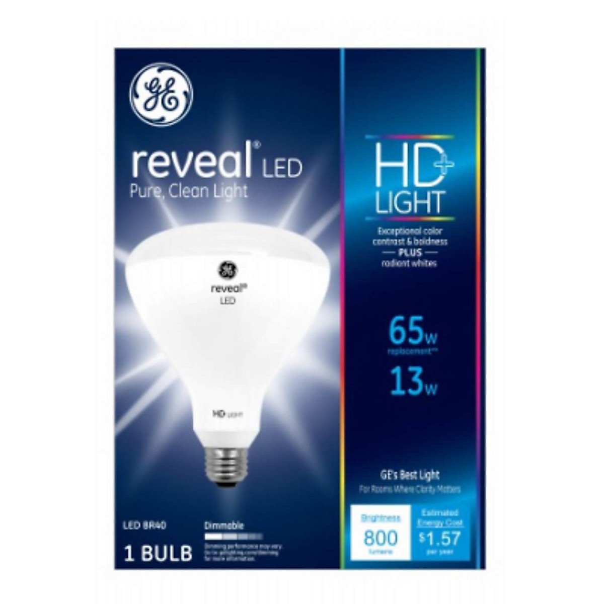 Ge Lighting 30696 Br40 Reveal Hd+ Led Light Bulb, 13 Watts