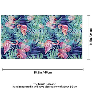 visesunny Seamless Bandana Neck Gaiter Pink Flamingo Tropical Palm Headband Headwear Sports Tube UV Scarf for Workout Yoga Running Hiking Riding