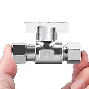 Straight Angle Stop Valve - 3/8 inch Comp Female Swivel x 3/8 inch Comp Male Add on Stop Valve,Chrome Brass Quarter Turn Straight Valve For Kitchen,Bathroom Faucet(1 Pcs)