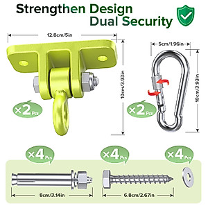 Highpro 2 Swing Set Brackets and 2 Swing Hangers for Wooden Sets Heavy Duty Swingset Hardware Swing Set Parts Outdoor Swing Set Accessories with Locking Hooks for Porch, Patio, Playground Indoor/Outdo