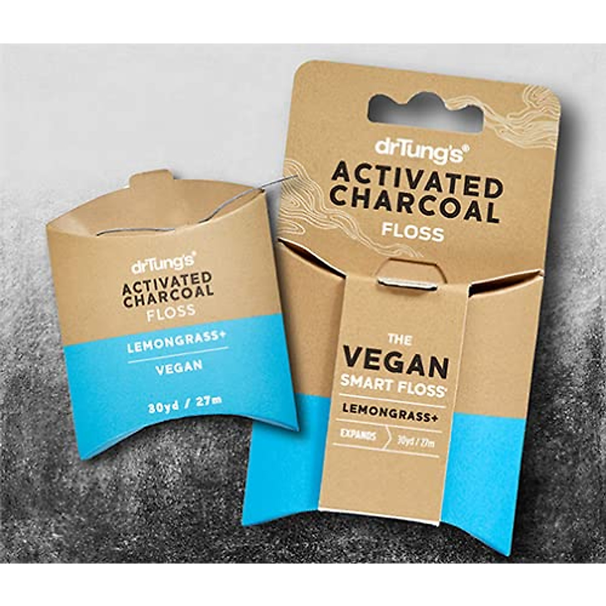 DrTung's Vegan Activated Charcoal Floss, Natural Lemongrass Flavor Dental Floss 6 Pack